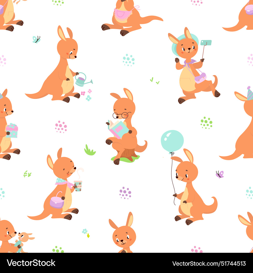 Kangaroo seamless pattern cute australian animals Vector Image