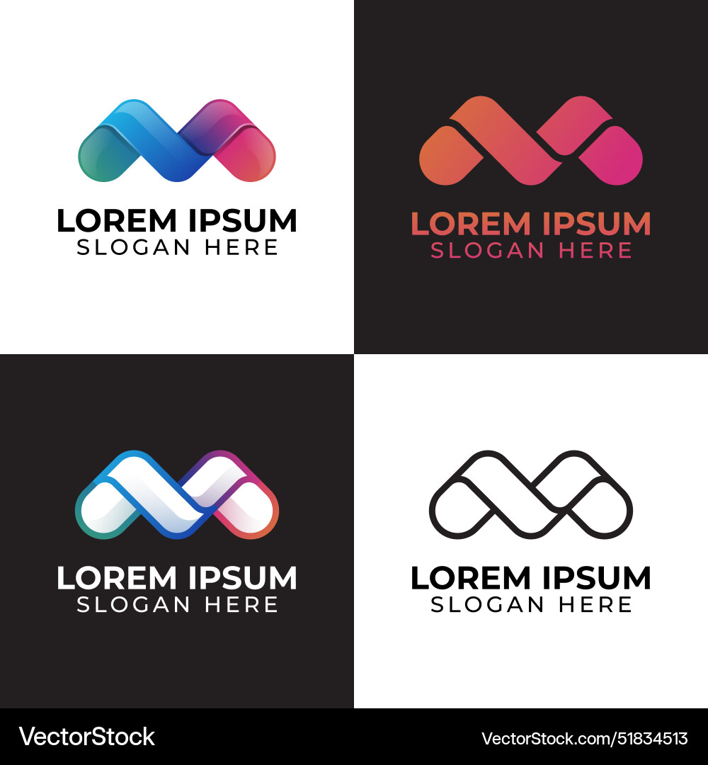 Modern color logo design of initial letter m Vector Image