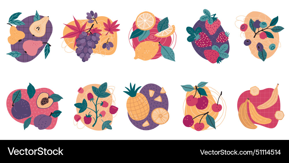 Abstract fruits raspberry and cherry berry Vector Image