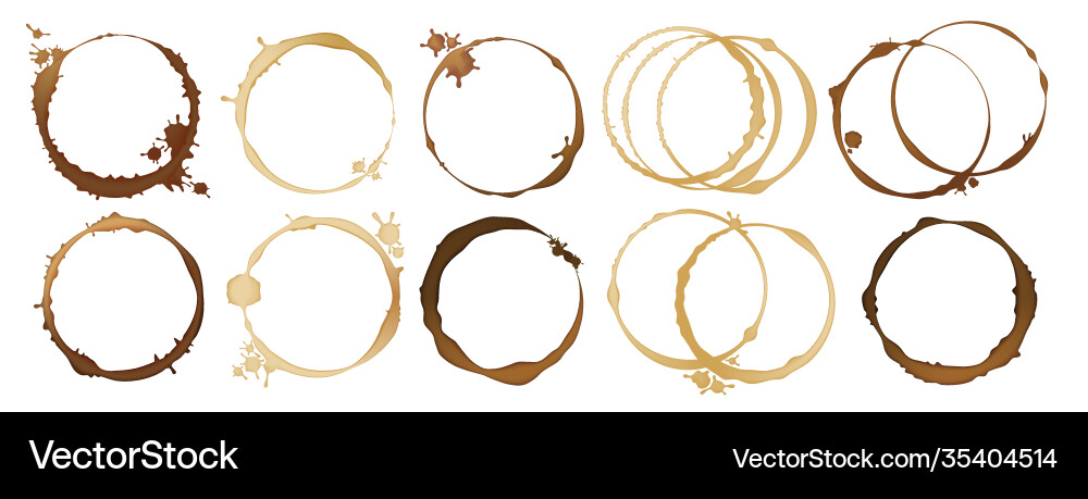 Coffee Rings - Realistic Spills Royalty Free Vector Image