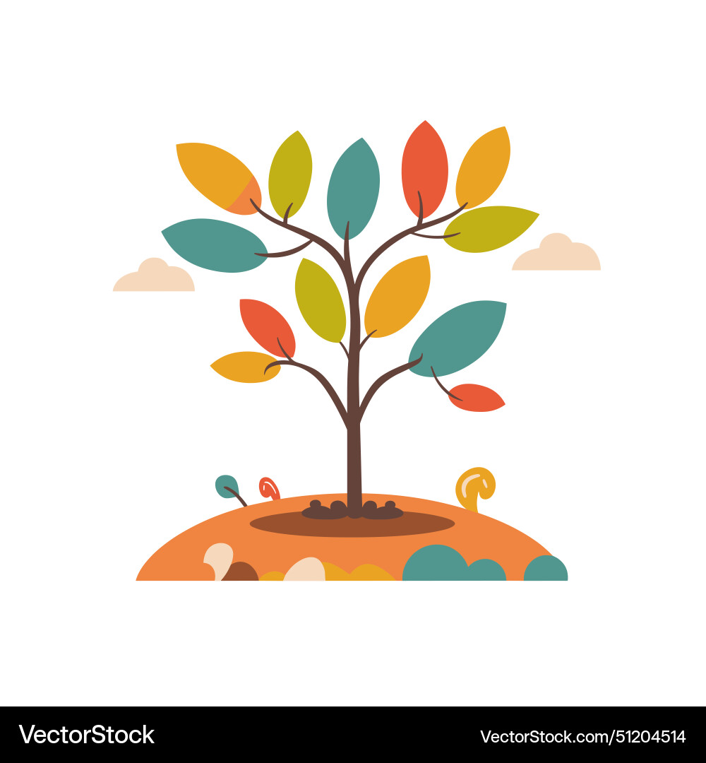 Colorful abstract tree multicolored leaves autumn Vector Image