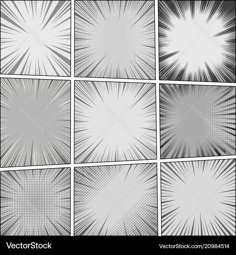 Comic monochrome backgrounds collection Royalty Free Vector