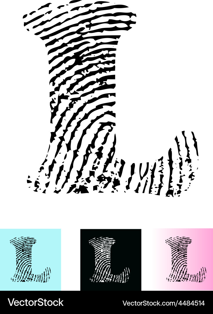 Fingerprint alphabet letter l Royalty Free Vector Image