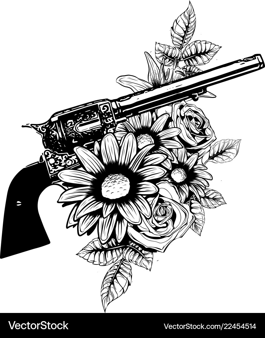 Guns on the flower Royalty Free Vector Image - VectorStock