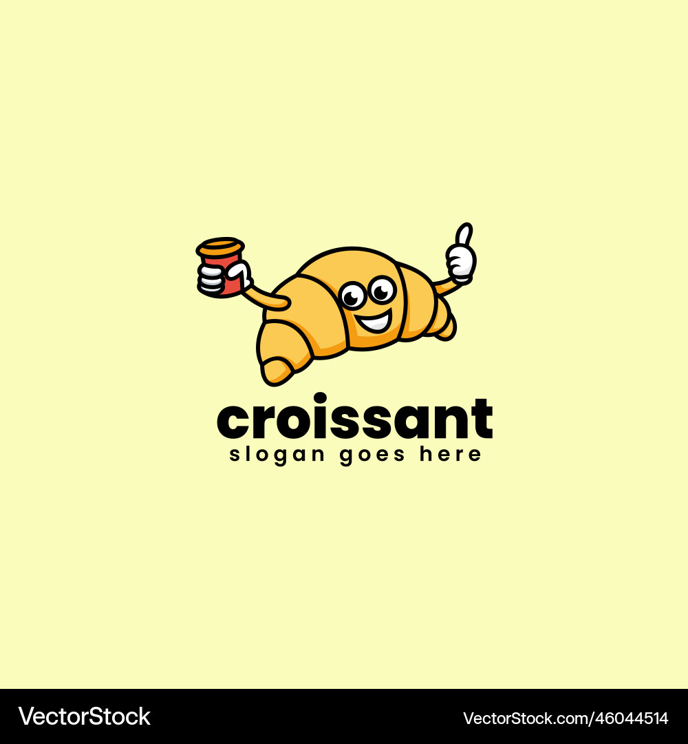Logo croissant mascot cartoon style Royalty Free Vector