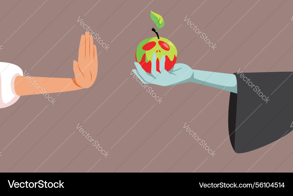 Princess refusing the poisoned apple offered by a Vector Image
