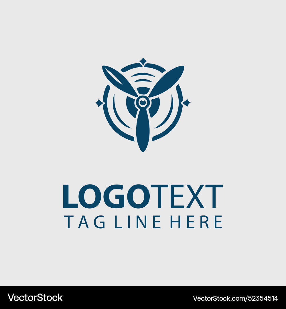 Propeller airplane logo Royalty Free Vector Image