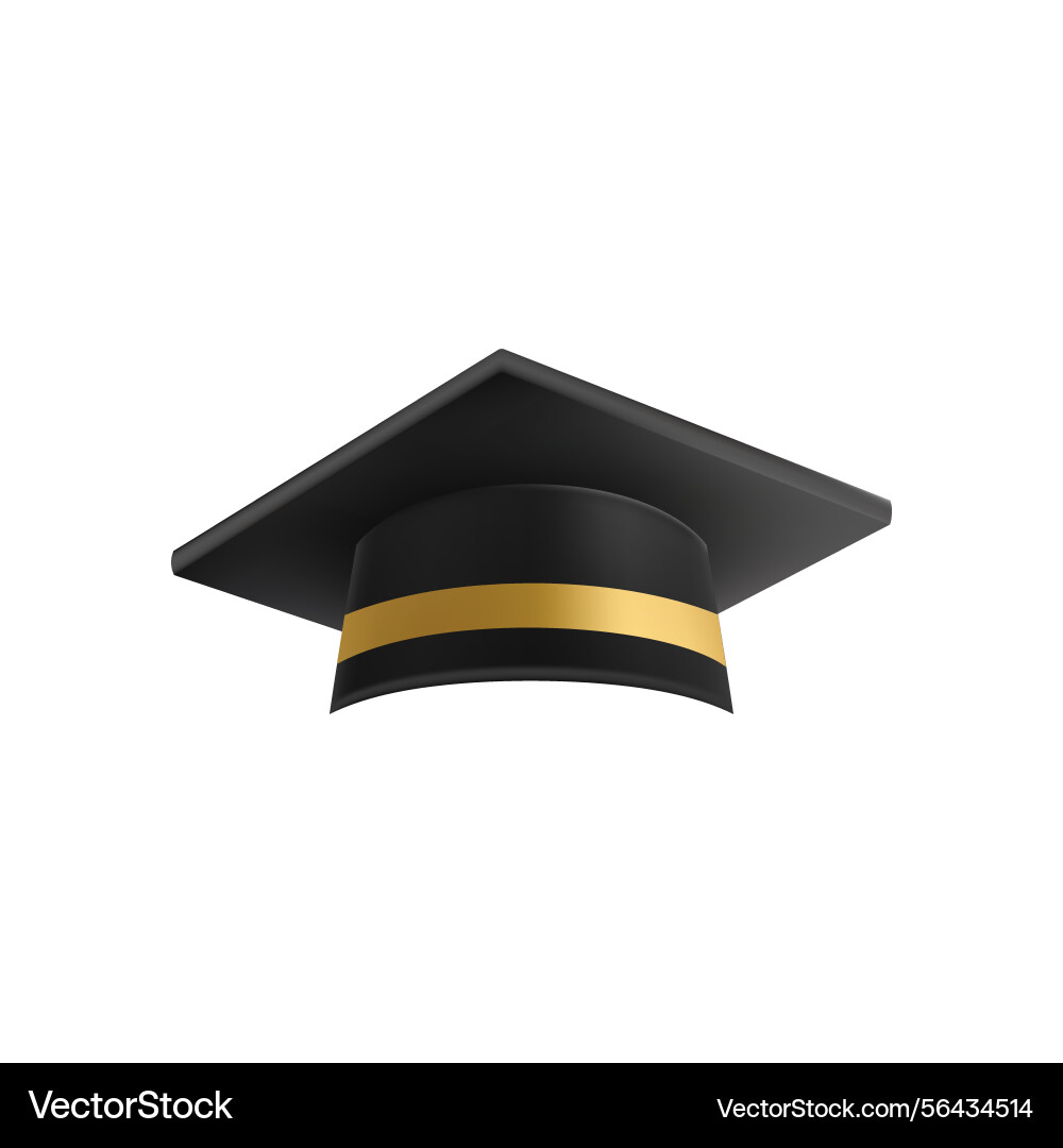 Realistic black graduate cap 3d graduation Vector Image