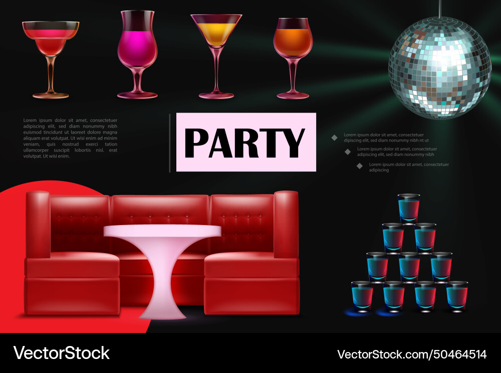 Realistic night dance party composition Royalty Free Vector