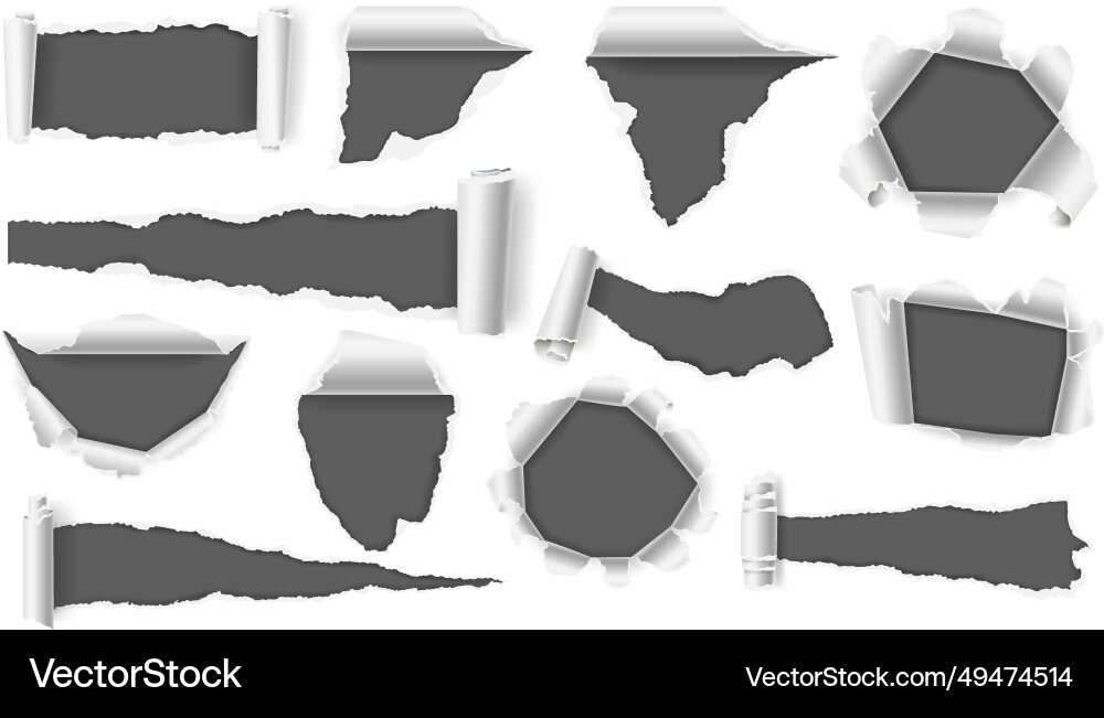 Torn paper with curled corner ragged page hole Vector Image