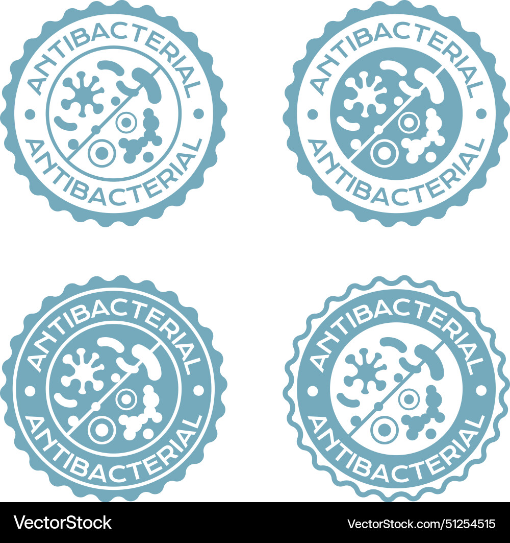 Antibacterial labels set badges with bacterial Vector Image
