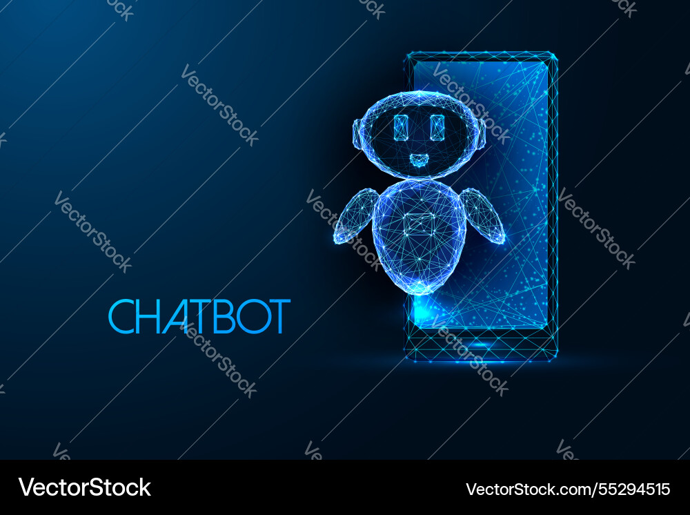 Futuristic digital chatbot emerging from Vector Image