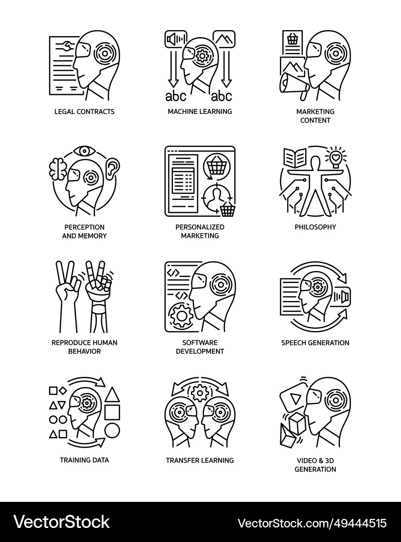 Generativ ai icon set Lizenzfreies Vektorbild