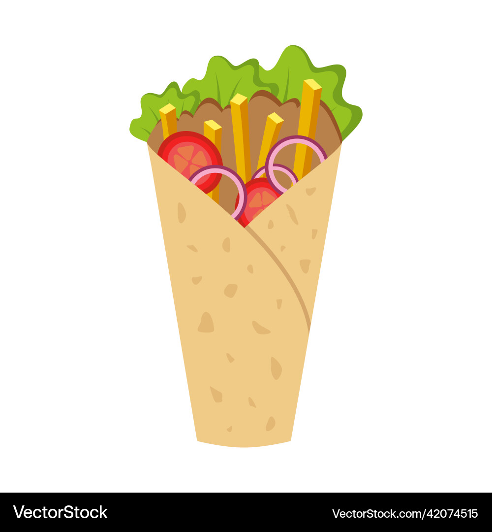 Kebab banner meat rolled in pita bread Royalty Free Vector