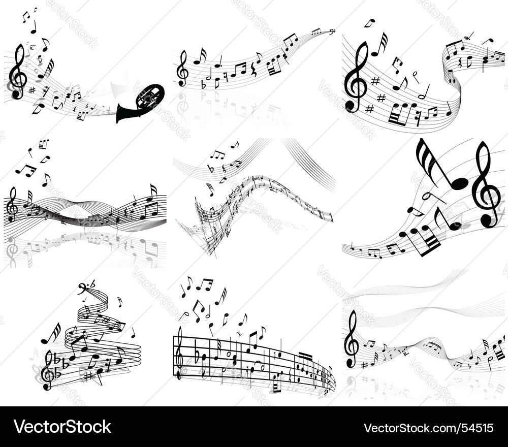 Musical Notes and Sheet Music Royalty Free Vector Image