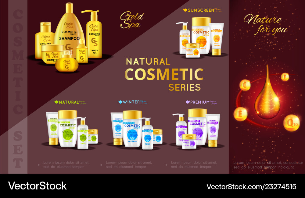Realistic cosmetic series template Royalty Free Vector Image