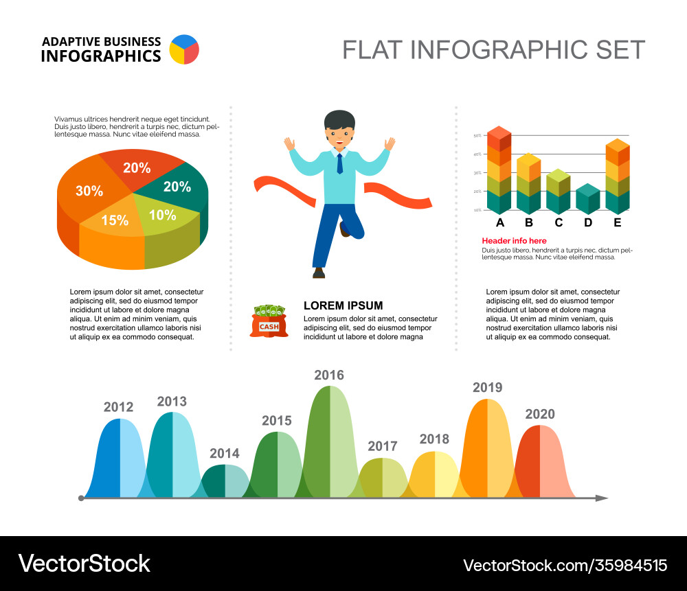 Timeline and percentage chart template Royalty Free Vector