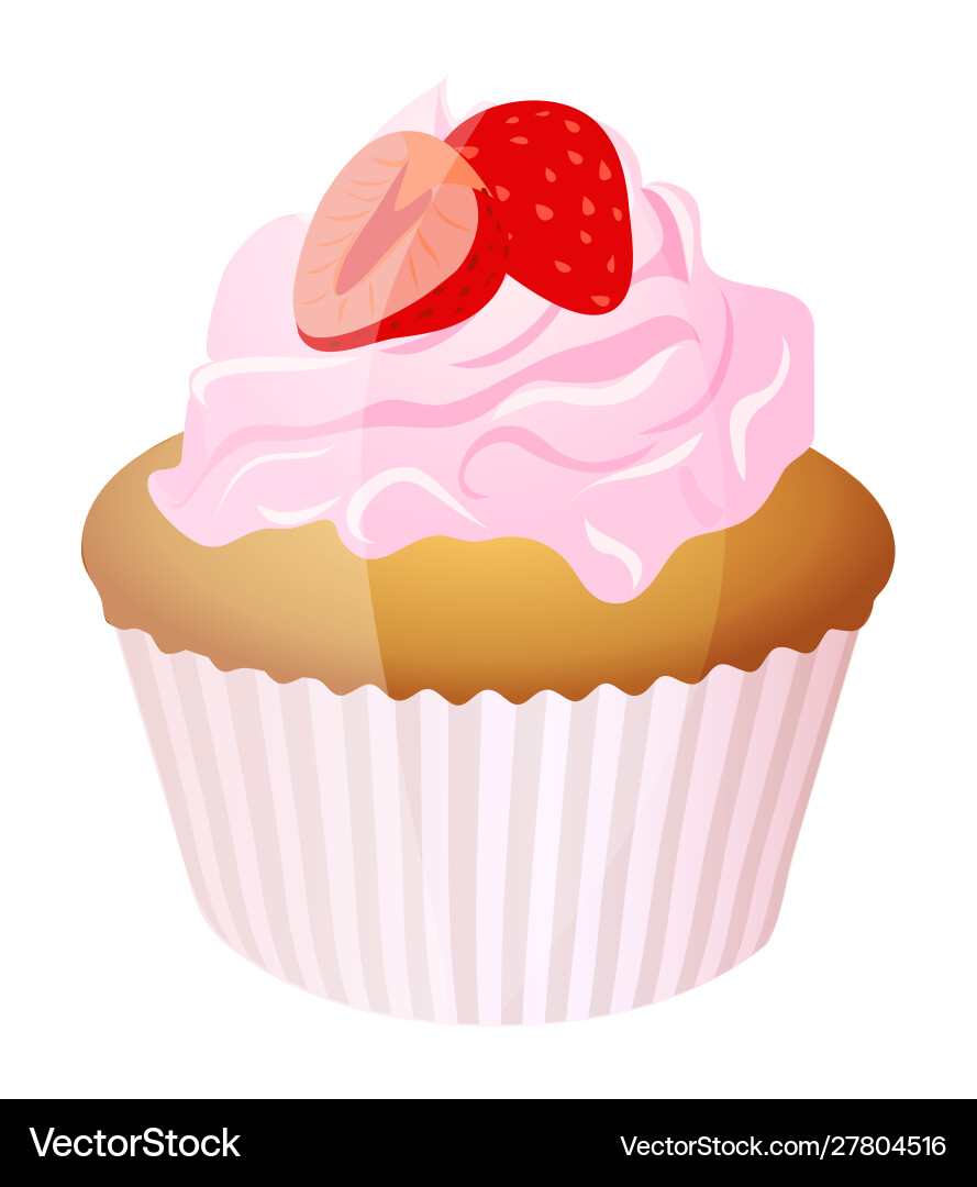 Cute cartoon muffin isolated on a white background