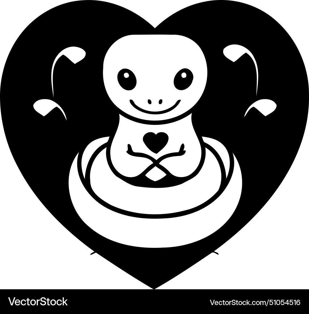 Cute kawaii snake in heart shape Royalty Free Vector Image