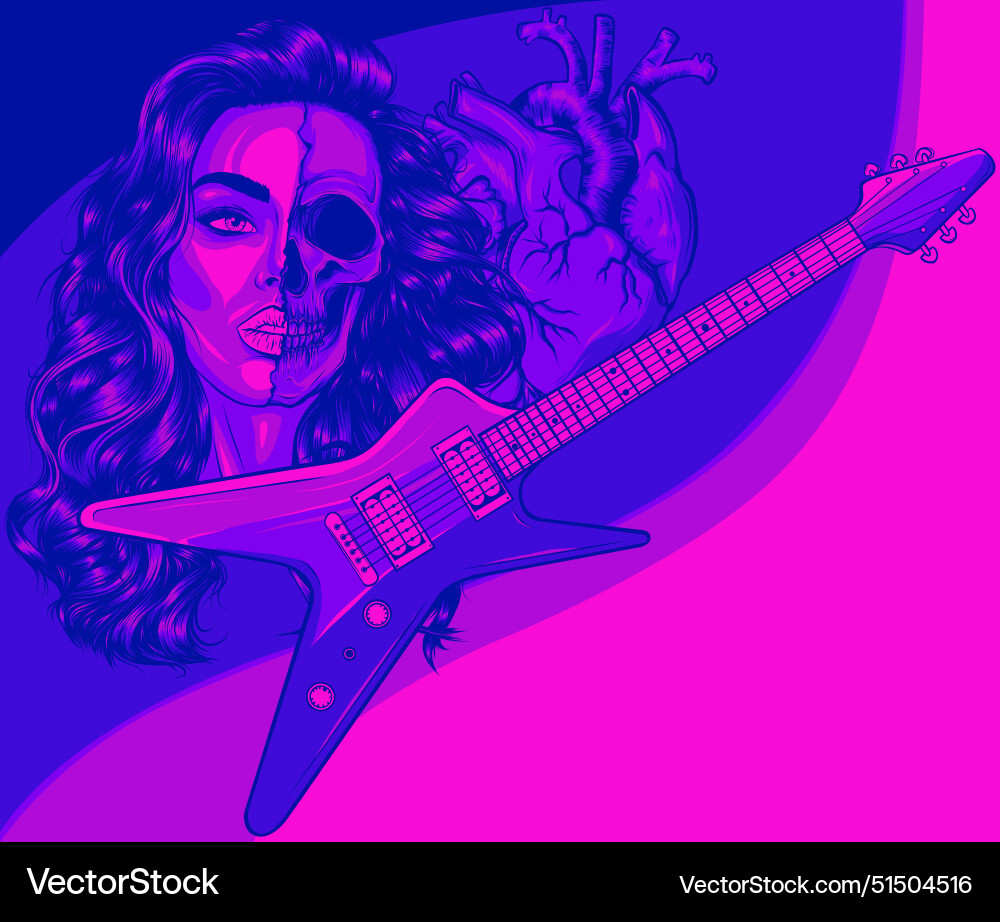 Electric guitar with humna Royalty Free Vector Image