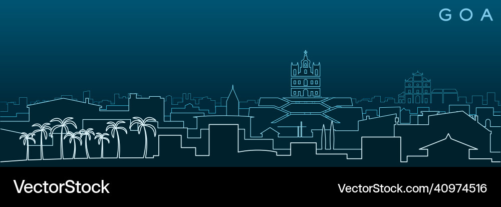 Goa multiple lines skyline and landmarks Vector Image