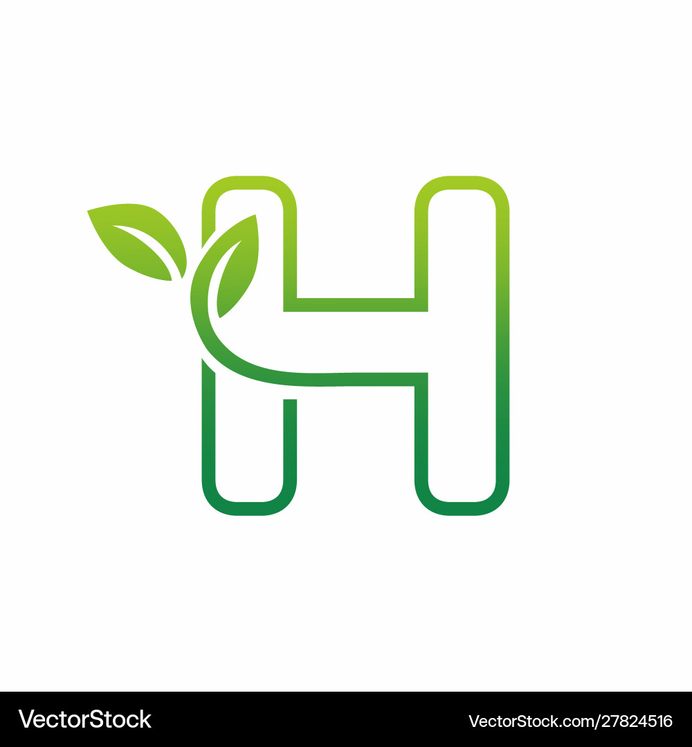 Letter h leaf growing buds shoots logo icon Vector Image