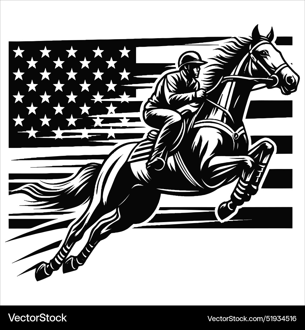 Running horse american flag Royalty Free Vector Image