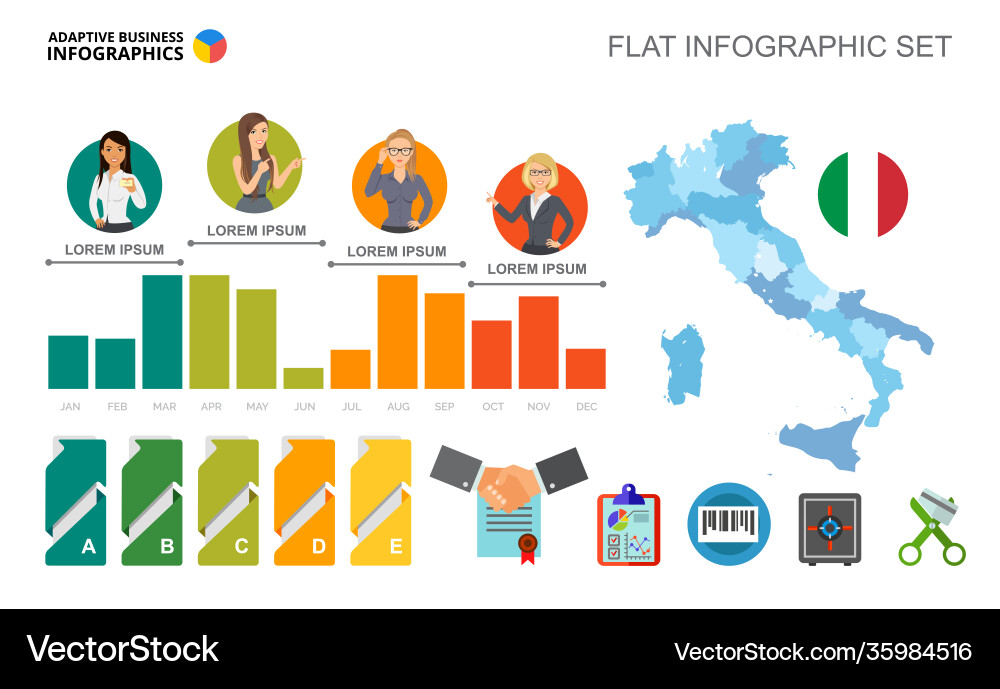 Timeline bar charts template for presentation Vector Image