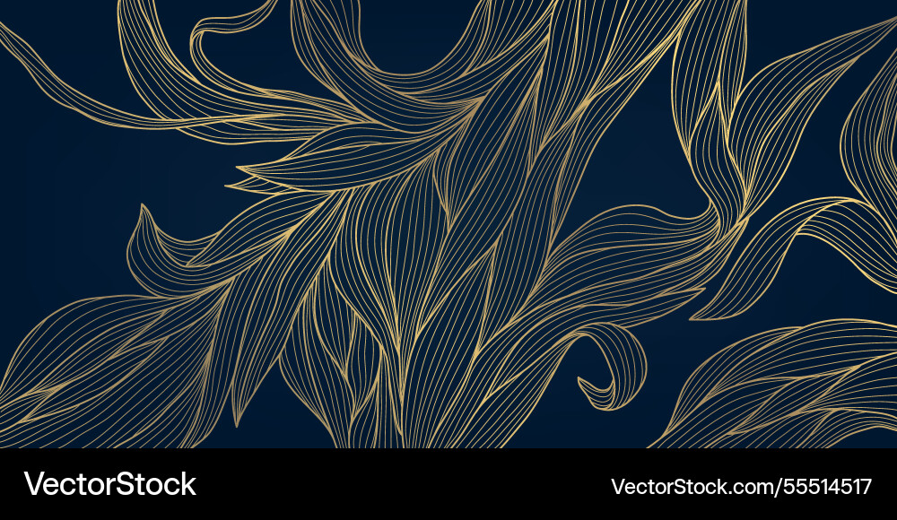 Art deco leaves pattern line floral luxury Vector Image
