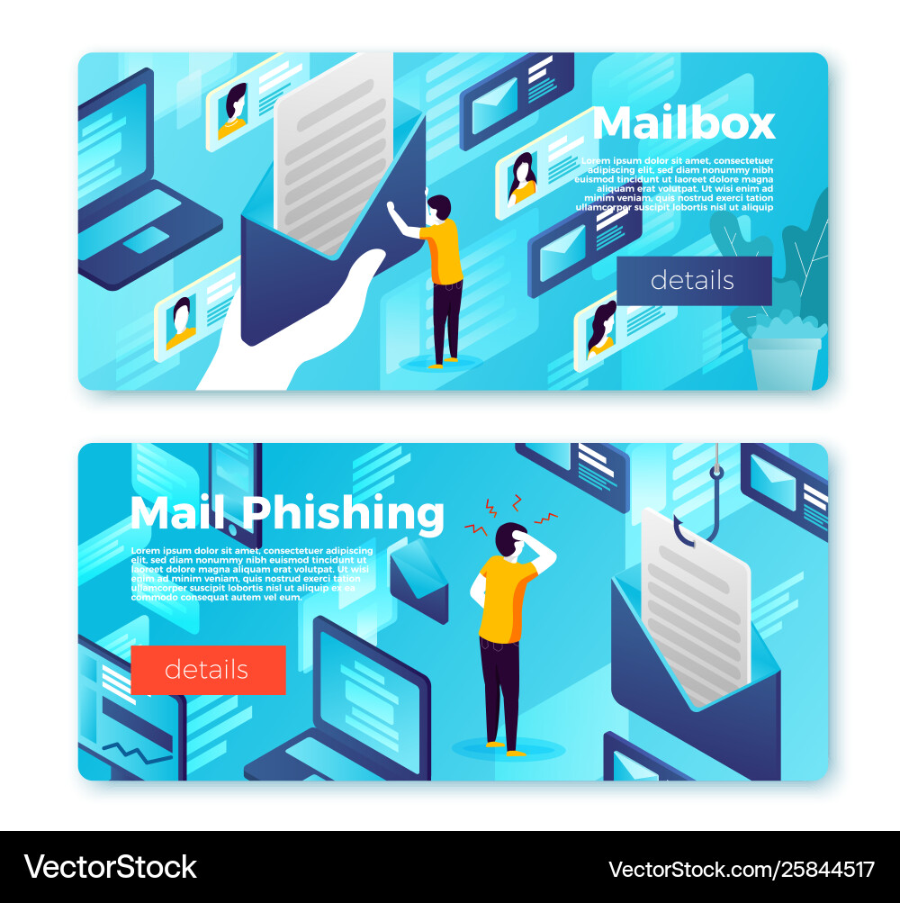 Email box message online phishing banners Vector Image