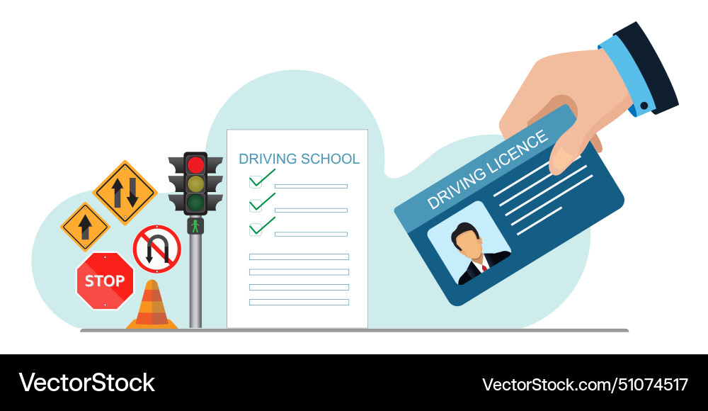 Human hand holding driver license card Royalty Free Vector