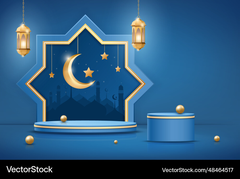 Islam podium 3d ramadan stage product base Vector Image