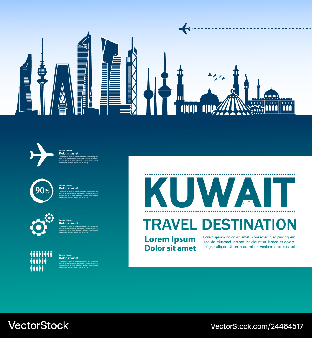 Kuwait travel destination Royalty Free Vector Image