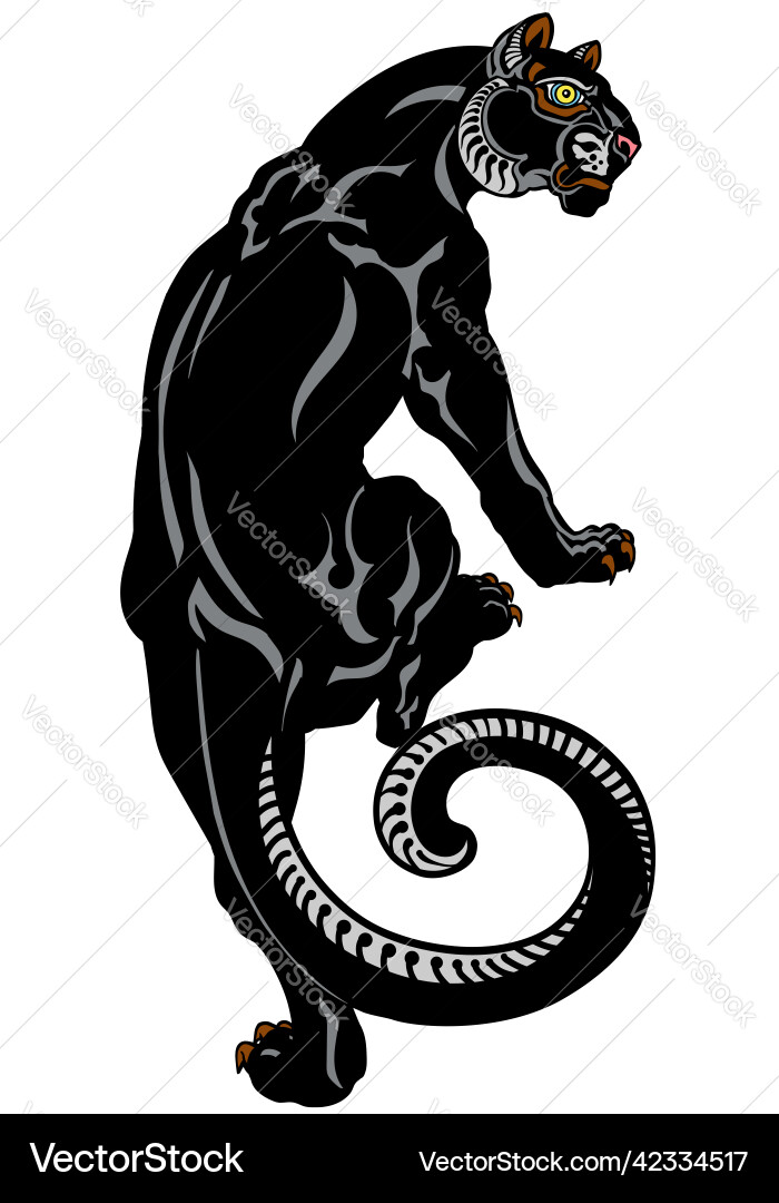 Panther climbing up tattoo Royalty Free Vector Image