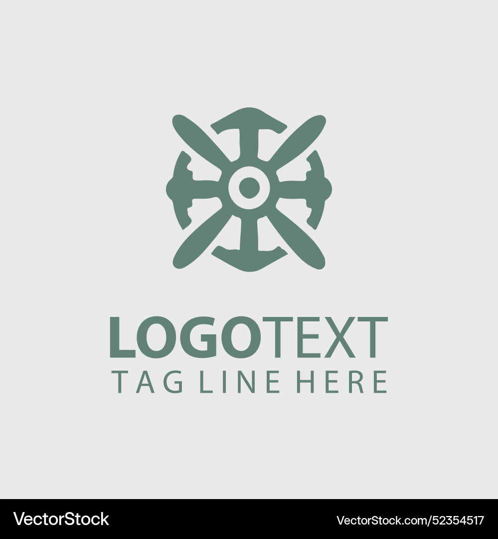 Propeller airplane logo Royalty Free Vector Image