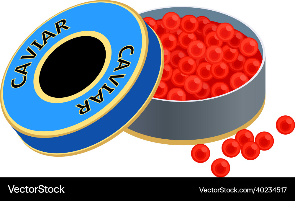 Red caviar isometric composition Royalty Free Vector Image