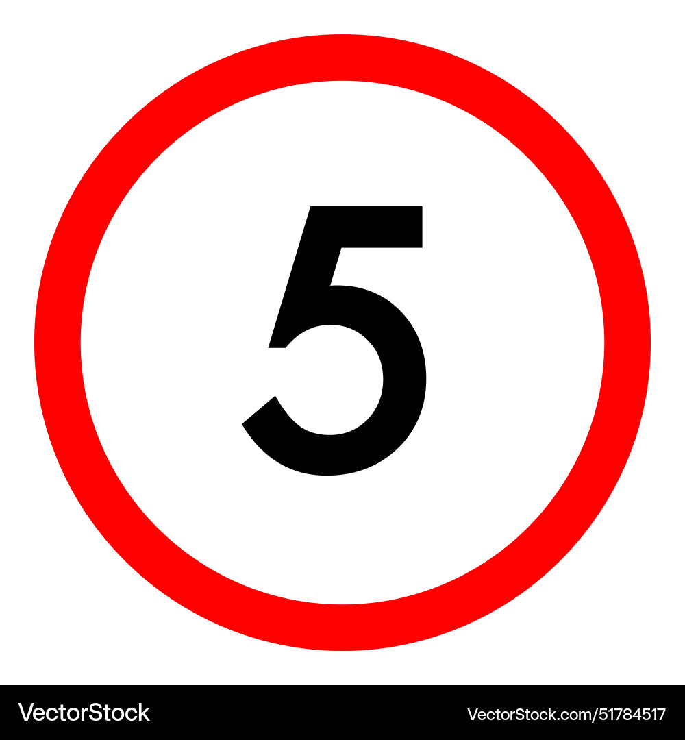 Speed limit 5 round road traffic icon Royalty Free Vector