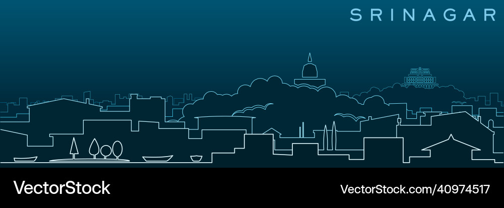 Srinagar multiple lines skyline and landmarks Vector Image
