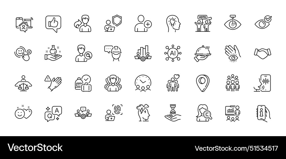 Teamwork chart friendship and share line icons Vector Image