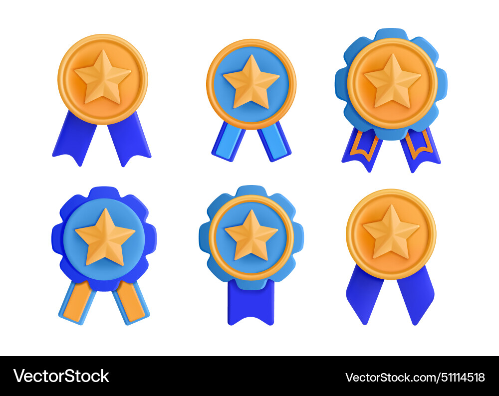 3d medal icon quality gold star for certificate Vector Image