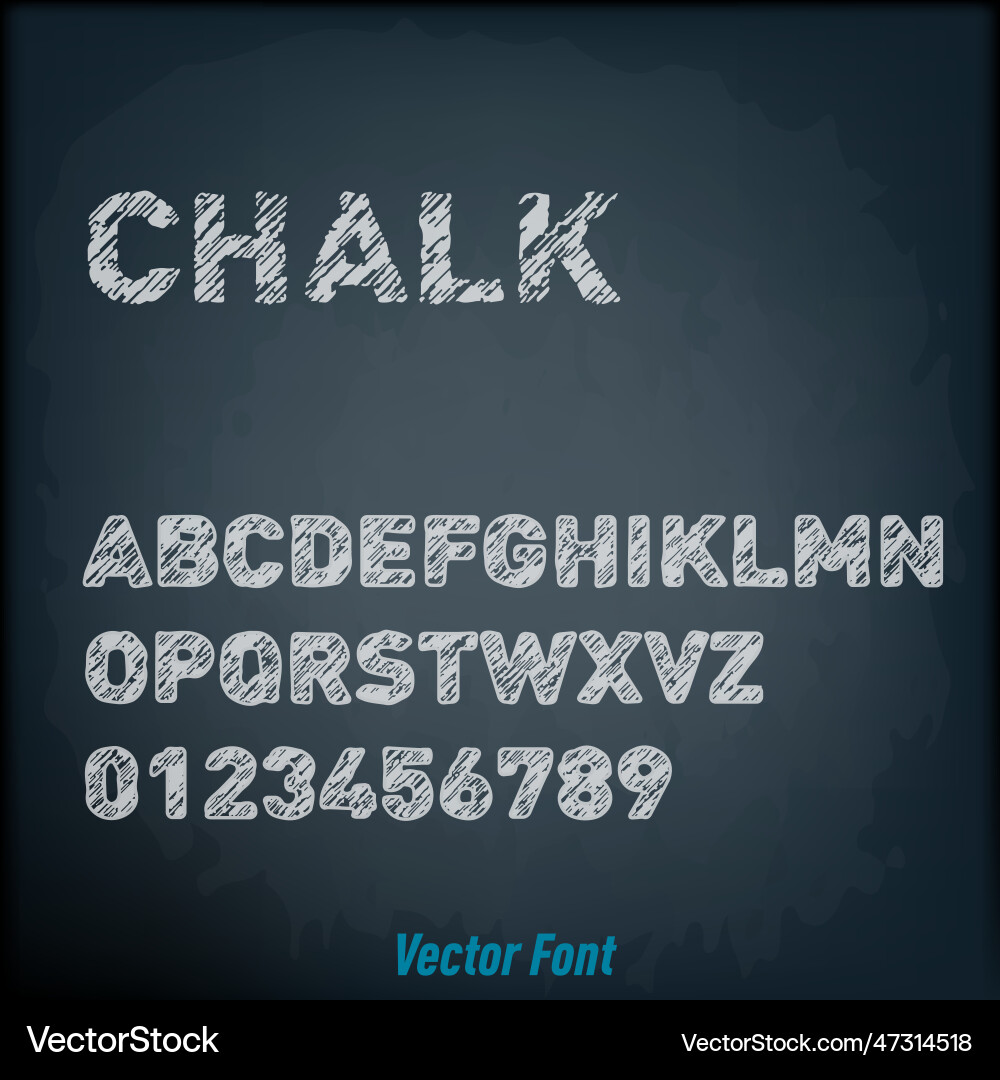 Kreide Hand Zeichnung Schrift Alphabet auf Tafel Vektor Bild