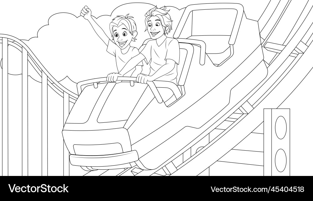 Children ride roller coaster Royalty Free Vector Image