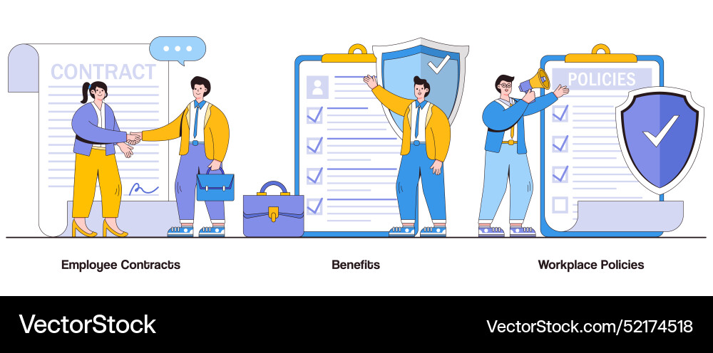 Employee contracts benefits and workplace Vector Image