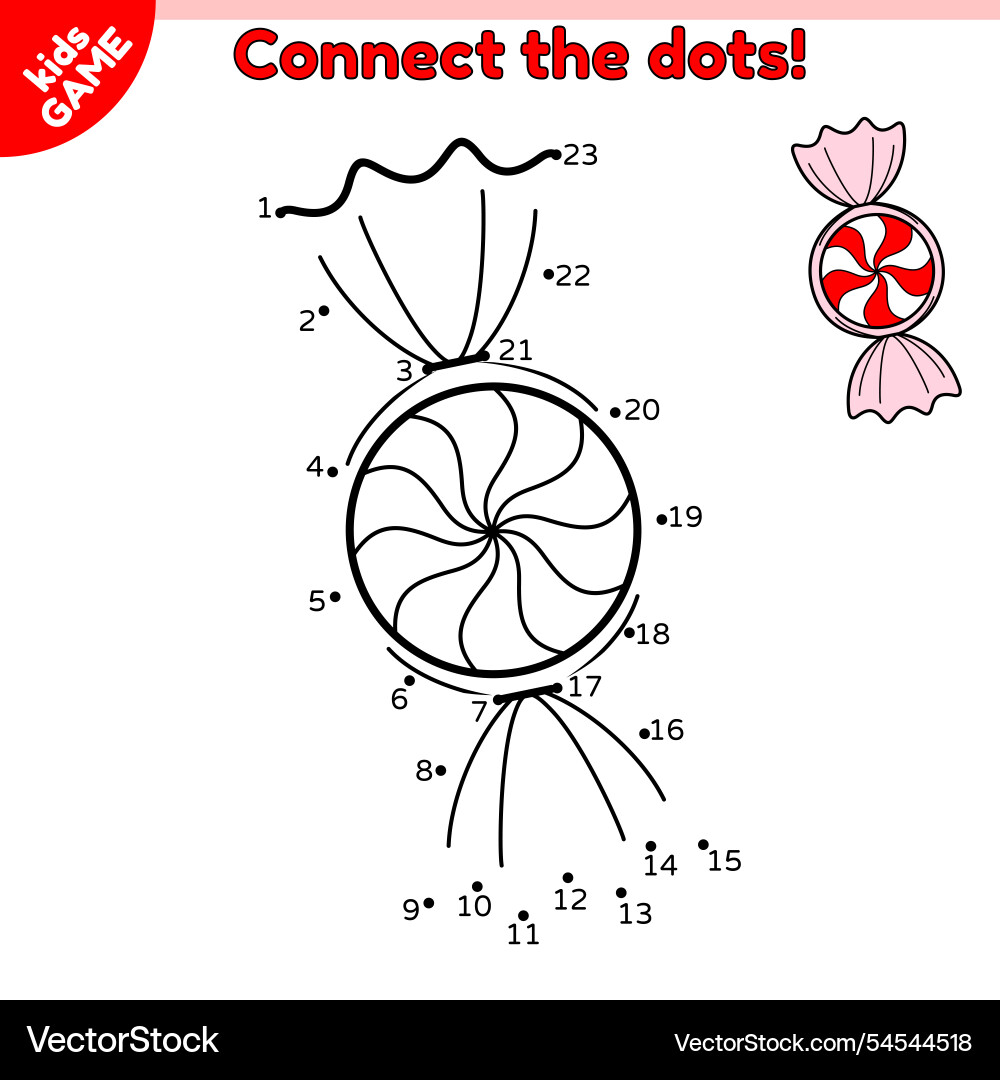 Game connect the dots and draw christmas candy Vector Image