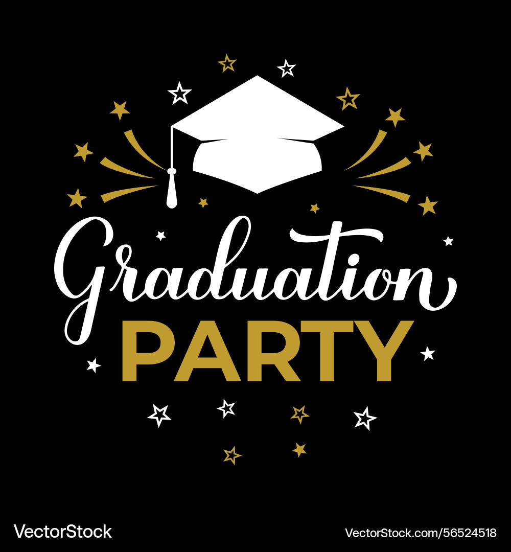 Graduation party calligraphy lettering Royalty Free Vector