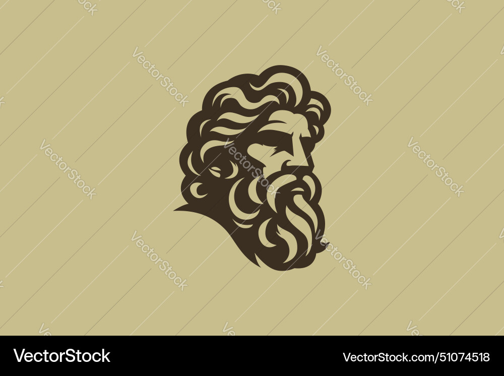 Head face with beard zeus logo Royalty Free Vector Image