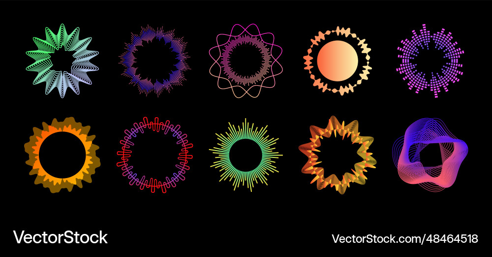 Music waves circle audio sound waveform 3d Vector Image