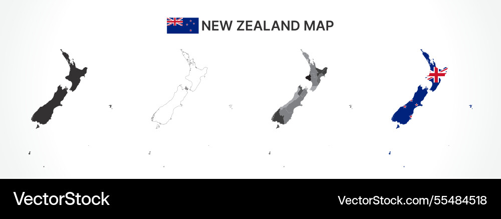 New Zealand Maps Collection Royalty Free Vector Image