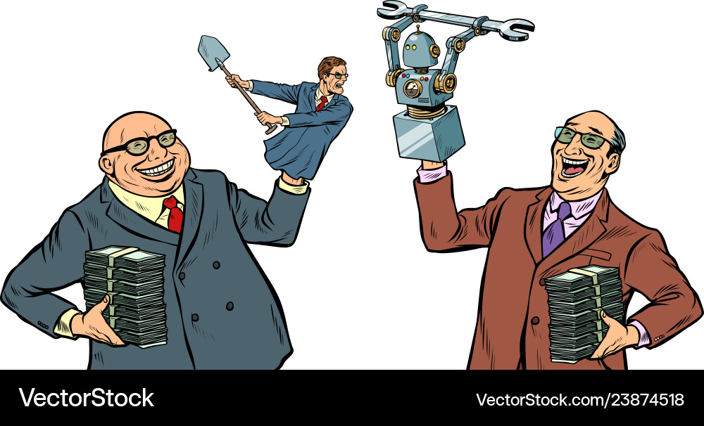 People against robots war for the workplace Vector Image