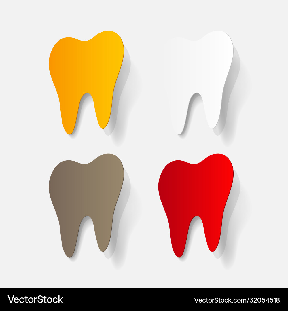 Realistic paper sticker tooth Royalty Free Vector Image